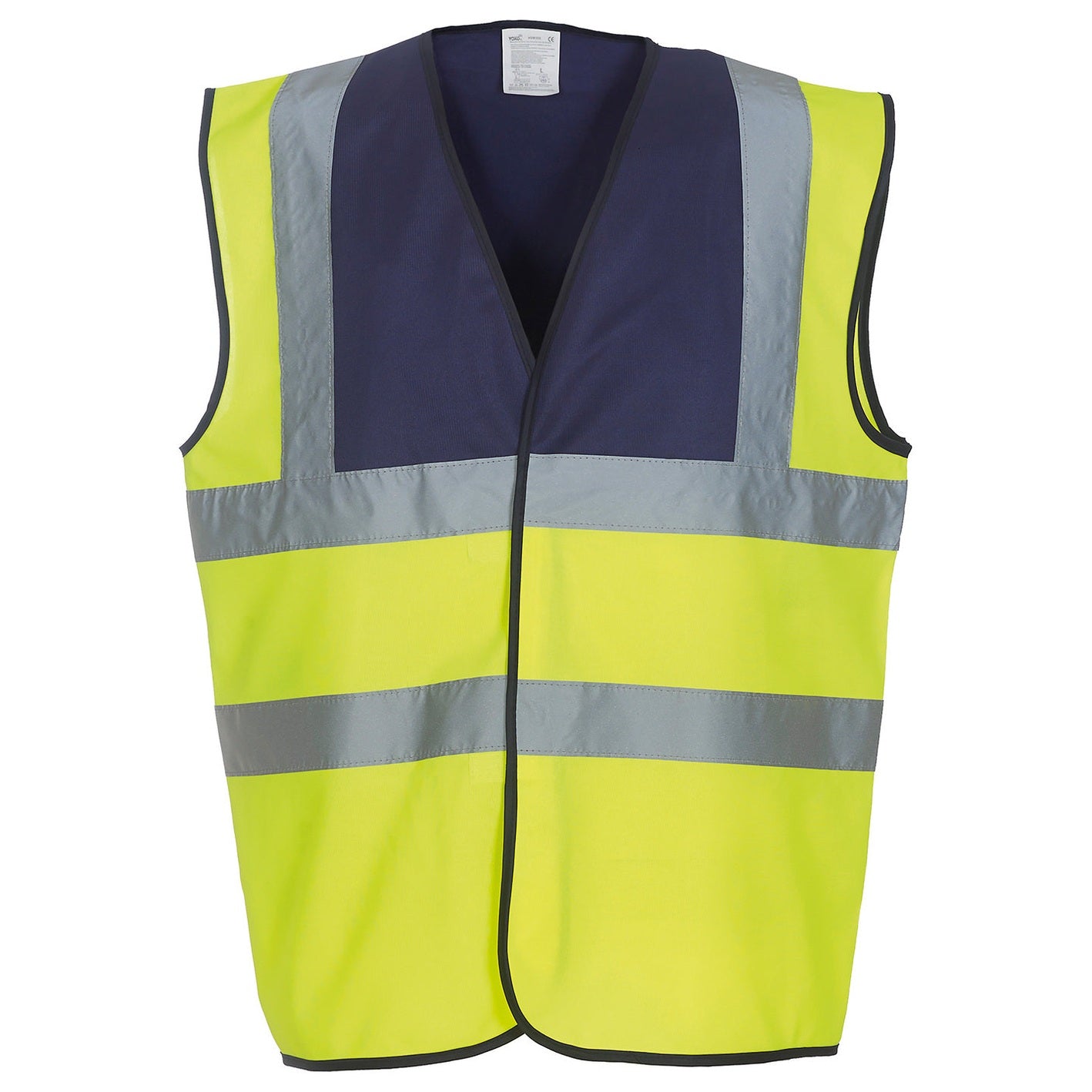 Navy Yoke/Yellow - Hi-vis 2-band-and-braces waistcoat (HVW100) – Custom ...