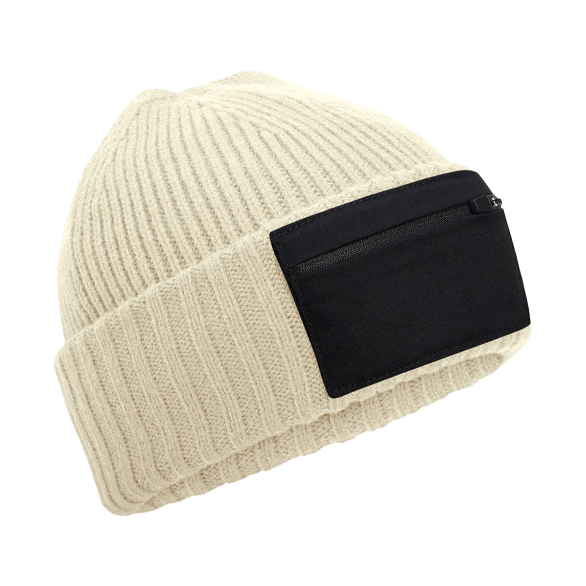 Sand/Black - Zip patch beanie – Custom Planet